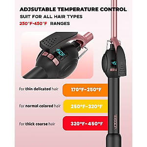 YEEGOR 1/2 Inch Curling Iron for Short Hair, 1/2 Inch Small Short Hair Curling Iron Ceramic Tourmaline Barrel Curling Wand with LCD Display Include Heat Resistant Glove