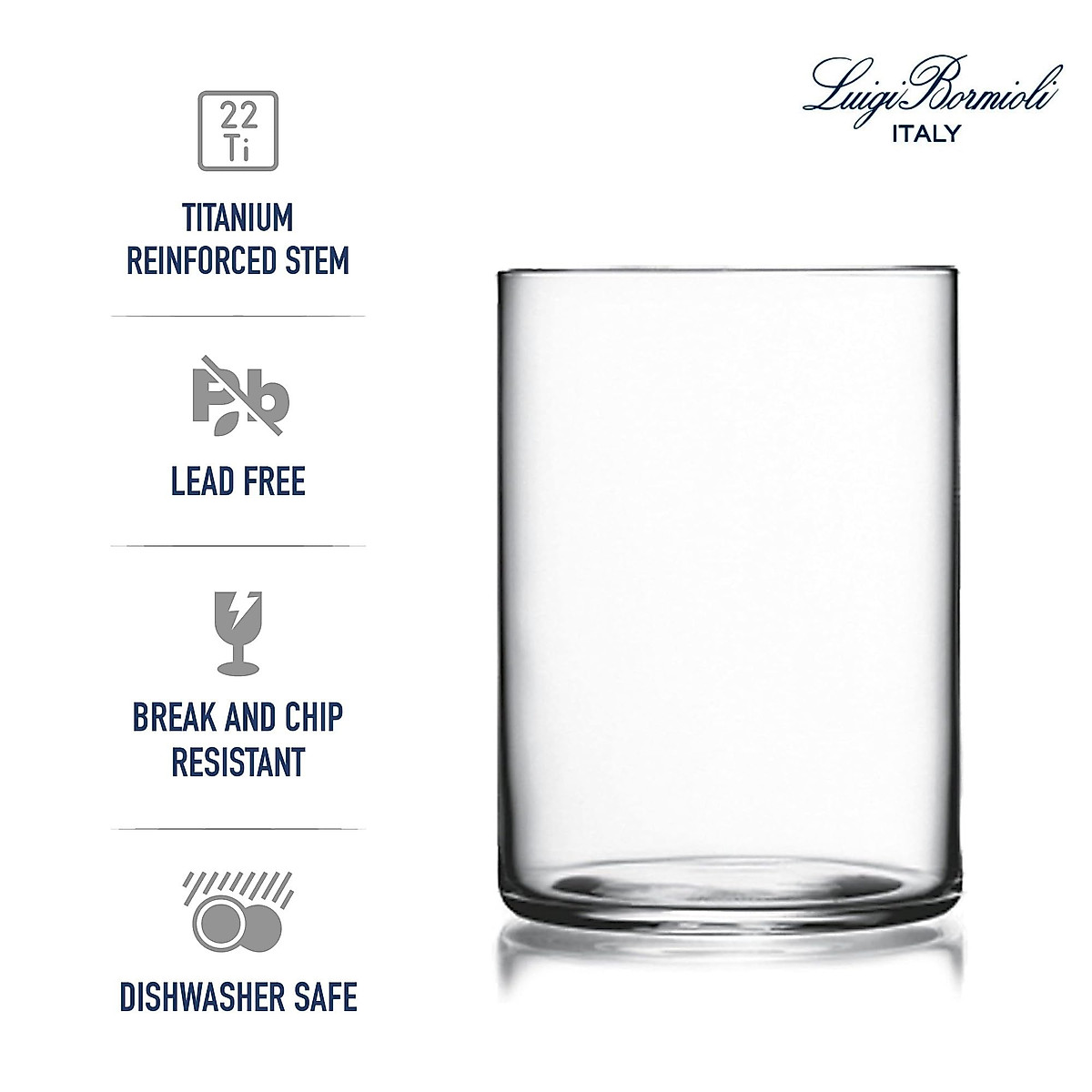 Luigi Bormioli Top Class 15.25 Oz Thin All Purpose Glass, Set Of 6 Drinking Glasses, Son.hyx High Tech Blown Crystal Glass, For Cocktail, Ice Tea, Water, Juice, Made In Italy