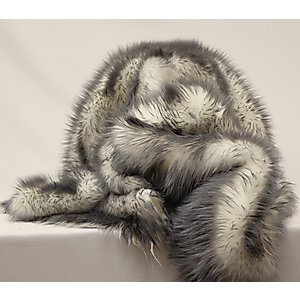 Faux Fur Long Pile Candy Shaggy Fabric White Backing 60" Wide Sold by The Yard (Grey)
