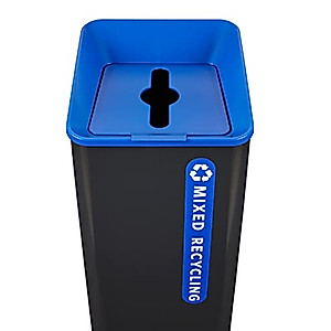 Rubbermaid Commercial Products Sustain Mixed Recycling Trash Can, 23-Gallon, Blue, Indoor/Outdoor Garbage Bin with Nested Lid for Office/Mall/School/Stadium