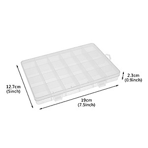 Saim Plastic Organizer Container Box 24 Compartments Jewelry Storage Box with Adjustable Dividers for Bead Rings Jewelry Display Organizer 3PCS