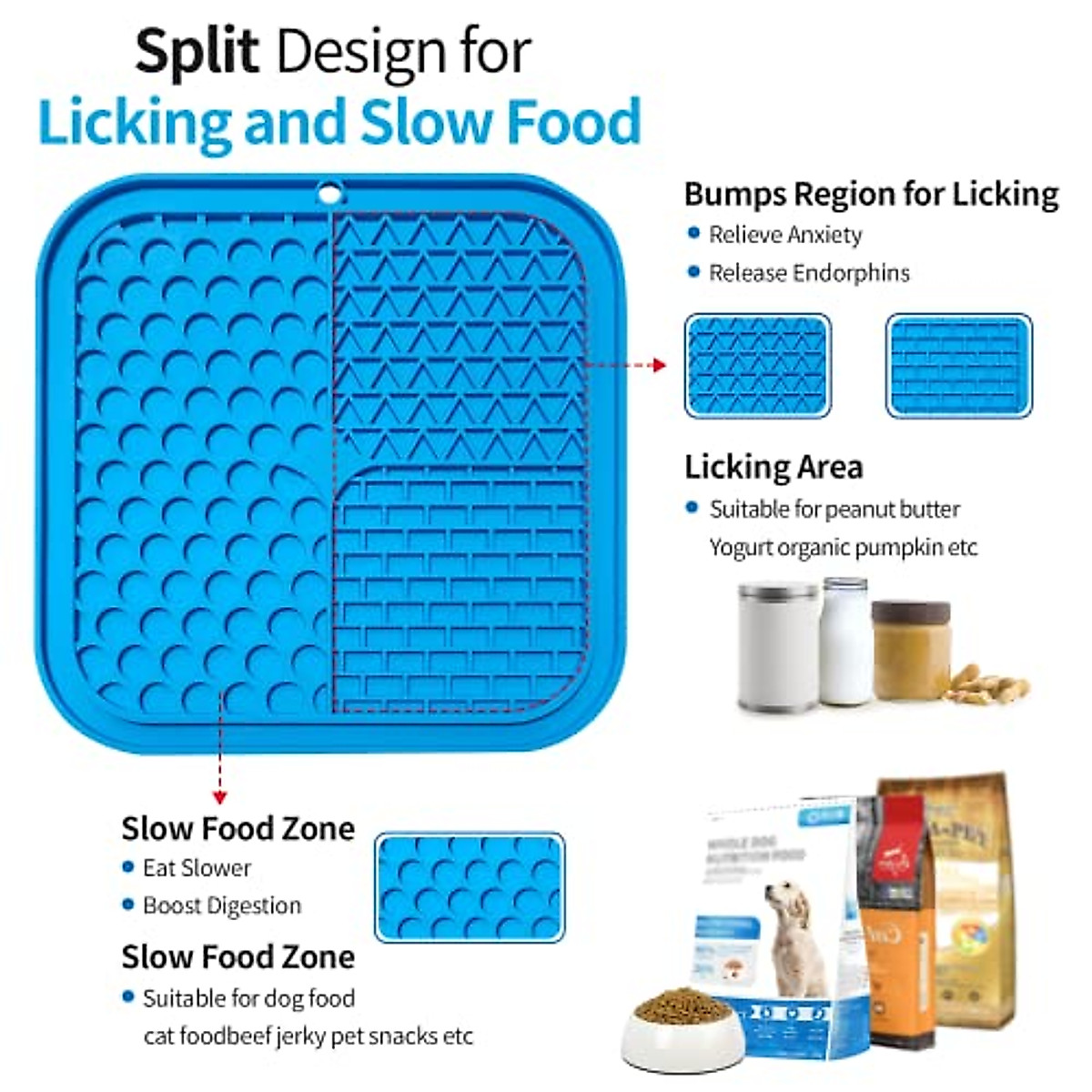Large Lick Mat for Dogs and Cats, Food Grade Silicone Dog Lick Mat with Suction Cups for Pet Anxiety Relief Slow Feeder for Dog Boredom Reducer Dog Treat Mat Perfect for Bathing Grooming etc