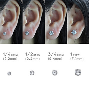 Single (1 piece) Diamond Stud Earring Set in 925 Sterling Silver with Natural Diamonds (.50)
