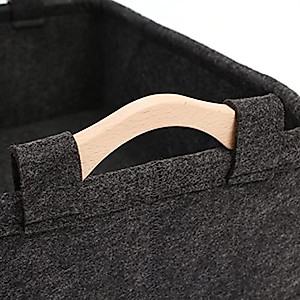 Muellery Storage Basket Decorative Wooden Fabric Tray Storage 15.6x10.2in(37x26cm) Black TPAF119851