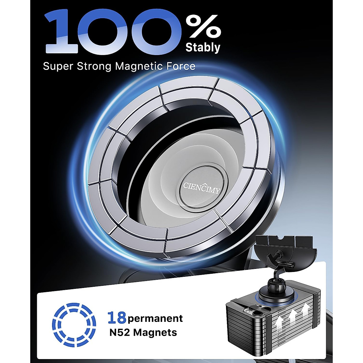 Ciencimy CD Car Mount Compatible with MagSafe iPhone 15 14 13 12 Pro Max Plus, [Built-in Metal Steel] Magnetic CD Slot Phone Holder & [Stable Metal Hook] Car Vent Phone Mount