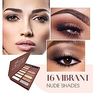 Lamora Eyeshadow Palette Makeup - Eye Makeup Palette with 16 Highly Pigmented Matte & Shimmer Shades - Vegan & Blendable