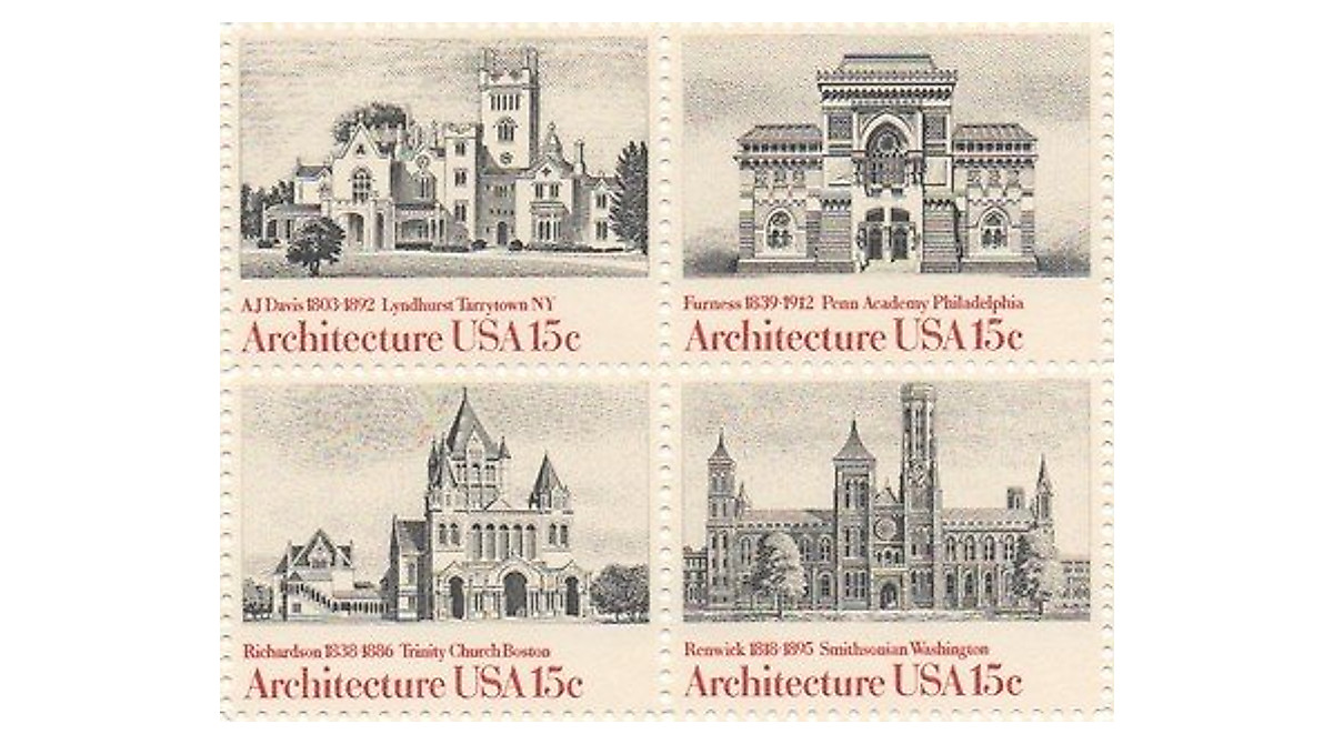 American Architecture Series Stamp Set - 4 x 15 Cent US Postage Stamps