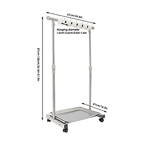 CheriMuMu Broom mop Holder, Movable Put Wet Mops Floor Standing Cleaning Tool Rack, Stainless Steel Cleaning Supplies Organizer for Schools Hospitals Factories Hotels Restaurant, 6 Hook and 5 Slots