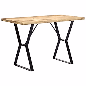 Tidyard Dining Table 47.2 x 23.6 x 29.9 Inch Solid Mango Wood Wooden Dinner Table Iron Legs Brown for Kitchen, Bistro, Home Furniture