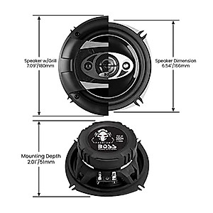 BOSS Audio Systems P55.4C Phantom Series 5.25 Inch Car Stereo Door Speakers - 300 Watts (Pair), 4 Way, Full Range, Tweeters, Coaxial, Sold in Pairs, Hook Up to Amplifier