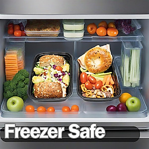 Generic BUHAYA Square Meal Prep Food Container with Lid, 48oz, 10 Sets/Pack - One Compartment Bento Box - Stackable - Freezer Safe Plastic Disposable Bento Boxes Ideal for Food Storage To Go, Black