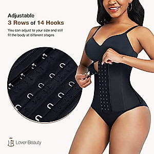 Lover-Beauty Waist Trainer for Women Latex Corsets Waist Cincher Workout Girdle Hourglass Body Shaper (Medium, Black)