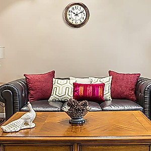 ZENFUN 12'' Round Classic Wall Clock, Battery Operated Quartz Clock Silent Non Ticking Wall Clock, Decorative for Kitchen, Home, Living Room, Farmhouse, Bedrooms, Easy to Read, Bronze