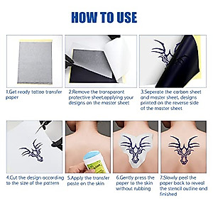 LIUMATE Tattoo Transfer Paper, 100 Sheets Tattoo Stencil Transfer Paper for Tattooing, 4 Layers Tattoo Thermal Stencil Paper A4 Size DIY Tattοο Tracing Paper for Tattoo Transfer Kit