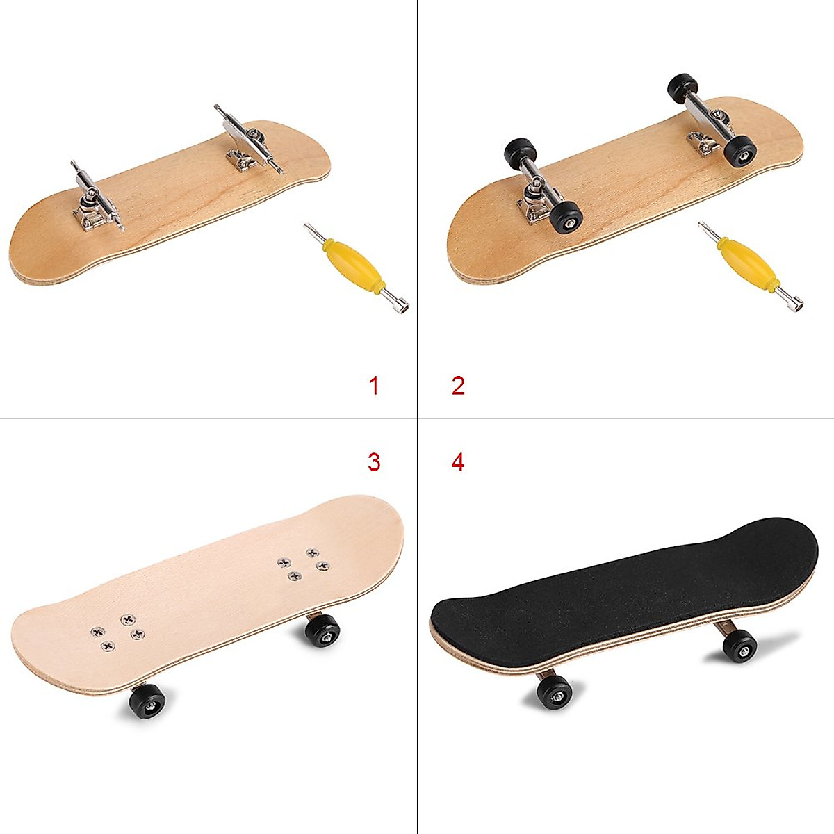 Combort 1Pc Finger Skateboards Fingerboards Sets, Maple Wooden+Alloy Fingerboard Finger Skateboards with Box Reduce Pressure Kids Gifts(Black)