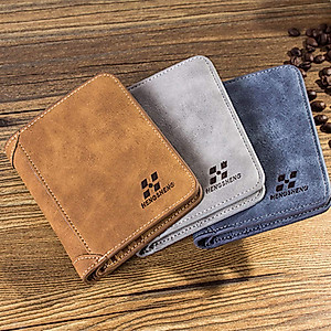 Cthery Mens Luxury Slim Leather Wallet Credit Card Holder Purse Clutch Boys Money Clip Coin Case Pockets (Coffee), 12*9.8*2cm