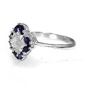 2 1/2 CT Round Shape White Cubic Zirconia & Simulated Blue Sapphire Wedding Engagement Ring in 14K White Gold Plated 925 Sterling Silver (2.50 Cttw) Ring Size - 6
