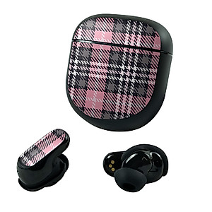 MightySkins Skin Compatible with Bose QuietComfort Earbuds II (2022) - Pink Plaid | Protective, Durable, and Unique Vinyl Decal wrap Cover | Easy to Apply, Remove, and Change Styles | Made in The USA