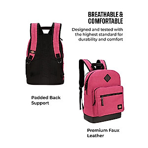 DICKIES Signature Lightweight Backpack for School Classic Logo Water Resistant Casual Daypack for Travel Fits 15.6 Inch Notebook (Pink)