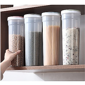 FSHAN Kitchen Jars 2L Tall Clear Spaghetti Pasta Storage Container with Adjustable Lid Plastic Kitchen Food Storage Jar Kitchen Storage Containers Useful Container Set (Color : 3pack B)