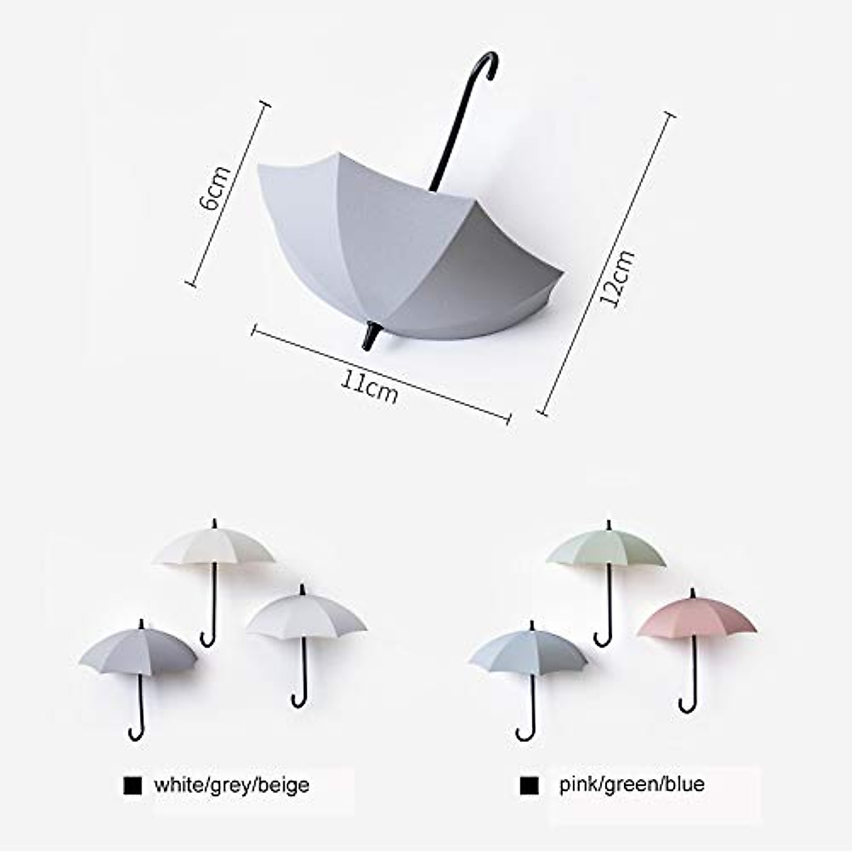 3 Pcs/Set Umbrella Design Self-Adhesive Kitchen Hooks, Multipurpose Creative Hanger Wall Decor Hooks(1)
