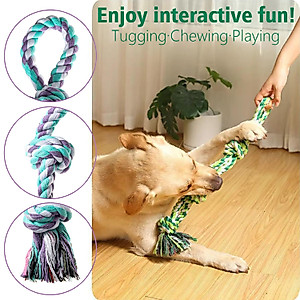 XIGOU Dog Rope Toys 2 Pcs Indestructible Dog Toys, Dog Chew Toys for Aggressive Chewers, Tough Puppy Teething Chew Toys for Boredom, Dental Cleaning Tug of War Dog Toy, Great for Small to Large Breed