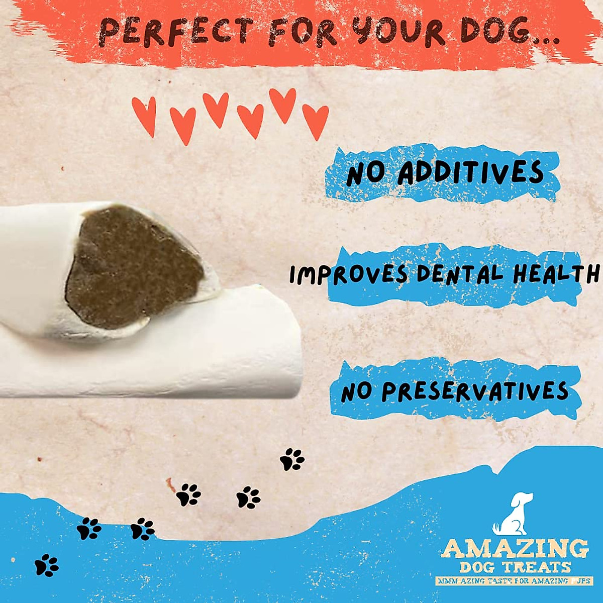 Amazing Dog Treats - Stuffed Shin Bone for Dogs (Peanut Butter, 5-6 Inch - 3 Count) - All Natural Dog Bones