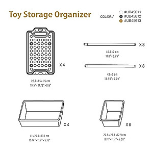 UNiPLAY Toy Organizer with 12 Removable Storage Bins, Multi-Bin Organizer for Books, Building Blocks, School Materials, Toys with Baseplate Board Frame (White)