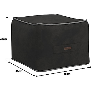 English Home Ottoman Pouffe, Comfortable Cube Foot Stool, Soft Velvet Bean Bag, Home Decor Footstool Extra Seating for Living Room, Bedroom, Casha, 17.7x17.7 inch (45x45 cm), Anthracite