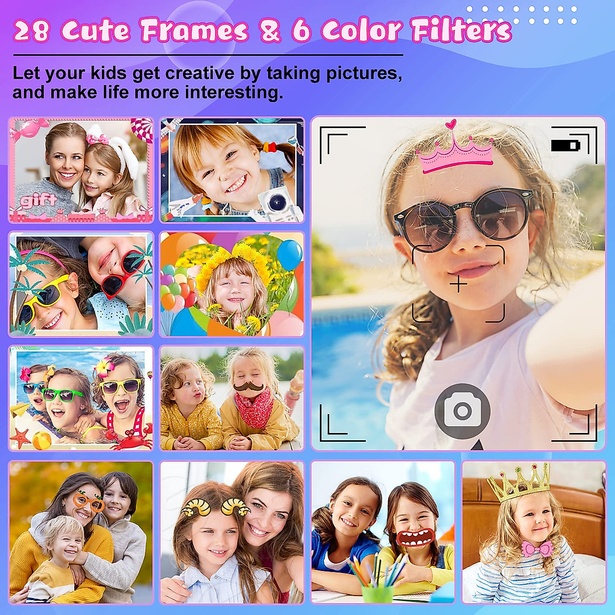 CL FUN Kids' Camera - HD Digital Video Camera for Girls & Boys Age 3-12, Portable Selfie Toy with 32GB Card - Perfect for Christmas & Birthday Gifts (Pink)