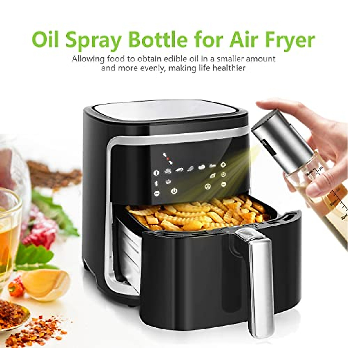 ELIRIVAWET Oil Sprayer for Cooking, Olive Oil Sprayer Mister, Oil Dispenser, 100ml Olive Oil Spray Bottle, Oil Spritzer for Salad, BBQ, Kitchen Baking, Roasting, Air Fryer