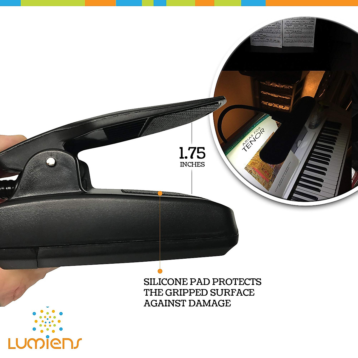Lumiens L9 - Music Stand Light Clip On - LED Musician Lamp for All Music Stands, Pianos, Orchestra Pits, Work Tables, Desks, and More - #1 Among Music Stand Lights - AA Battery Powered
