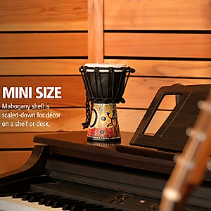 Meinl Percussion African Style Mini Djembe Drum for Room Decoration — NOT Made in China — Hand Painted Mahogany Wood, 2-Year Warranty (HDJ7-XXS)