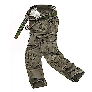 MNXOIA Casual Military Style Camo Cargo Pants Men Many Pockets Camouflage Combat Trousers Cotton Army Tactical Pants Gray 34