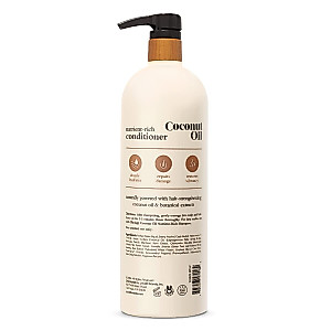 Oliology Nutrient Rich Coconut Oil Conditioner - Restores Vibrancy & Softens Hair | Repairs Damaged Dry Weak Hair | Intensely Hydrates | Botanically Infused | Paraben Free (32 fl oz)