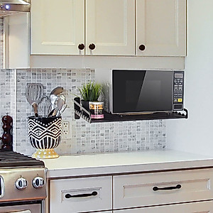 Goyappin Microwave Oven Rack, 23.58“x15.52“ Shelf for Microwave Wall Mount, Wall-Mounted Electric Oven Holder Shelf Kitchen Wall Pot Pan Rack Weight Bearing 80 lbs for Electric Oven Microwave