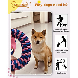CaBYbigG Dog Rope Toys,Pink Ring Dog Toy with Rope,Dog Dental Teeth Cleaning Toys,Tug of War Dog Toy for Large Dogs
