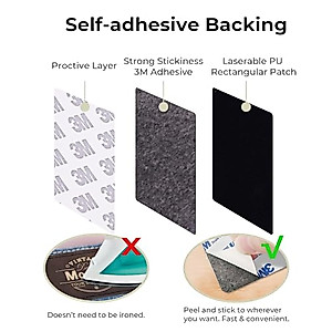 xTool Selected Laserable PU Rectangular Patch, 3" x 2" Self Adhesive Black to Silver Leather Patch, 10-Piece Leather Patches for Glowforge, Hat Patches, T Shirts and DIY Home Decor