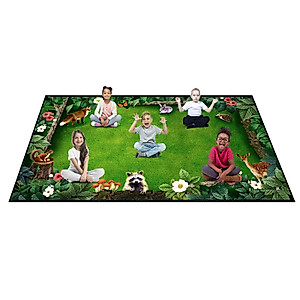 ABCarpet Kids Classroom Rug with Forest and Animals Large Area Rug for Kids Room, 13' x 7'5'' Play Mat for Children's Playroom or Bedroom, Non-Slip and Soft Education Kid's Play Carpet