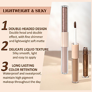 DAGEDA 12 Colors Liquid Eyeshadow Set, 6Pcs Dual-ended Waterproof Matte and Pearl Eyeshadow, Highly Pigmented Neutral Eyeshadow, Long Lasting Quick-Drying Glitter Eye Makeup Set