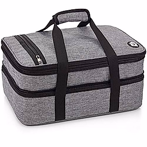 VP Home Double Casserole Insulated Travel Carry Bag (Heather Gray) for Trip Birthday Party, Mother's Day, Holiday, Christmas Day, Grocery Store, Supermarket, Outdoor Picnic etc