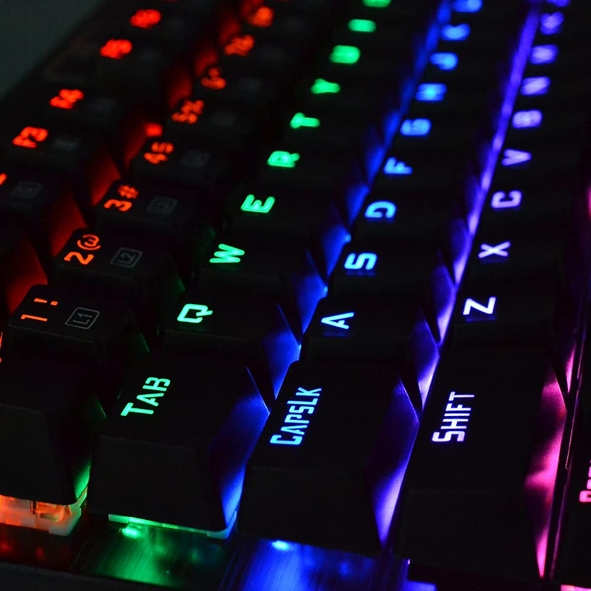 Granvela E-yooso Z-77 Mechanical Keyboard | Aluminium Panel | Tactile Clicky Blue Switches | Rainbow LED Backlit | N-Key Rollover | 87-Key Tenkeyless | Hot Swappable -Black