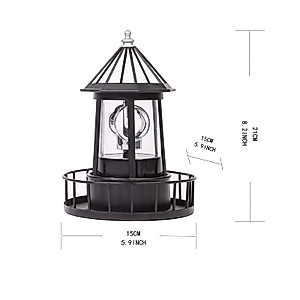 Solar Light Tower, 360-degree Rotating Light Waterproof LED, Suitable for Outdoor Home Decoration in Gardens and courtyards (Black)
