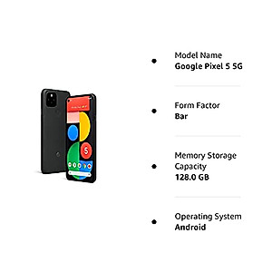 Google Pixel 5 128GB GSM Unlocked - Just Black (Renewed)
