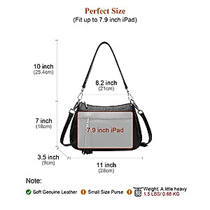 Over Earth Genuine Leather Handbags for Women Crossbody Purse Ladies Small Hobo Shoulder Bag(O111-2E Black)