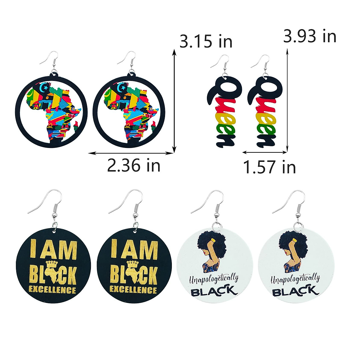 Ymimanchil African Earrings for Women Black History Month Earrings Wooden African Map Earrings