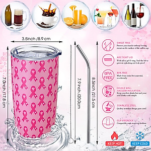 Breast Cancer Survivor Gifts Breast Cancer Awareness Tumbler Engraved with Hope Strength Cure Inspirational Gift Cosmetic Pouch Makeup Bag and Breast Cancer Socks for Women (Pink, Stylish Style)