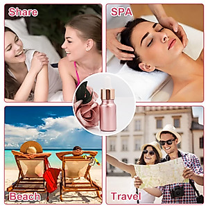 6 Pcs,10ml Coated Pink Glass Essential Oil Dropper Bottle,Empty Thick Glass Perfume Diffuser Vials With Glass Pipette&Rose-Gold Lid Travel Liquid Holder,Ray Protection Container-FREE 2 Funnel