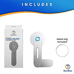 BanBas Magnetic Phone Holder for Laptop, Adjustable Phone Monitor Side Mount, Slim Suitable for All Mobile Devices, Compatible with iPhone, Silver