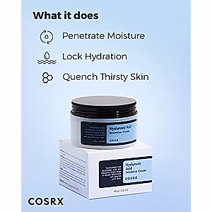 COSRX Hyaluronic Acid Moisturizing Cream, Long-lasting Hydration, Rich Moisturizer for Sensitive Skin 3.53 oz / 100g, Korean Skin Care, Animal Testing Free, Parabens Free